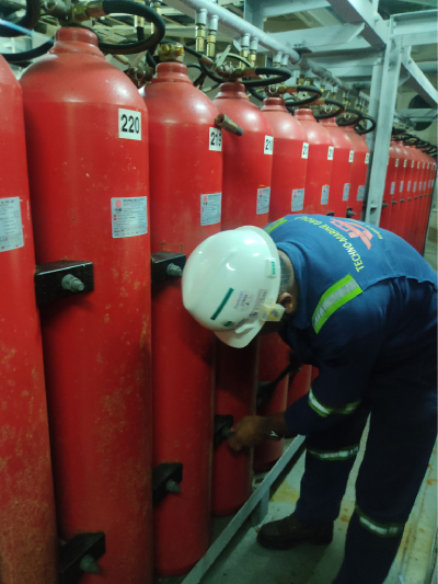 Maintenance of Co2 fixed Fire Fighting System | Techno Marine
